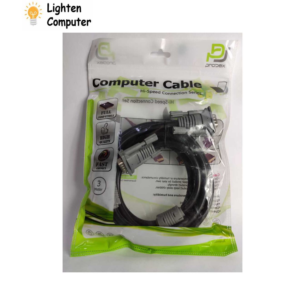Probex 15 Pin Male to Male VGA Cable - 3 Meter - Computer / Laptop ...