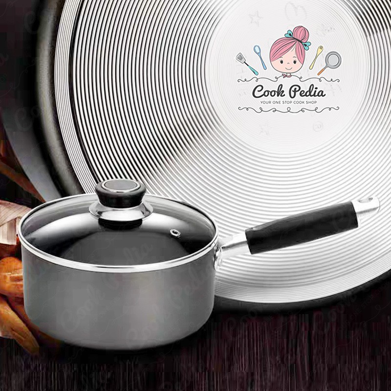 [Cook Pedia] 16cm Teflon Non-Stick Sauce Pan with Glass Lid | Shopee ...