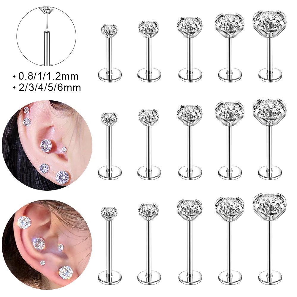 1 PC 0.8/1/1.2mm Stainless Steel Plug In Style Lip Labret Piercing ...