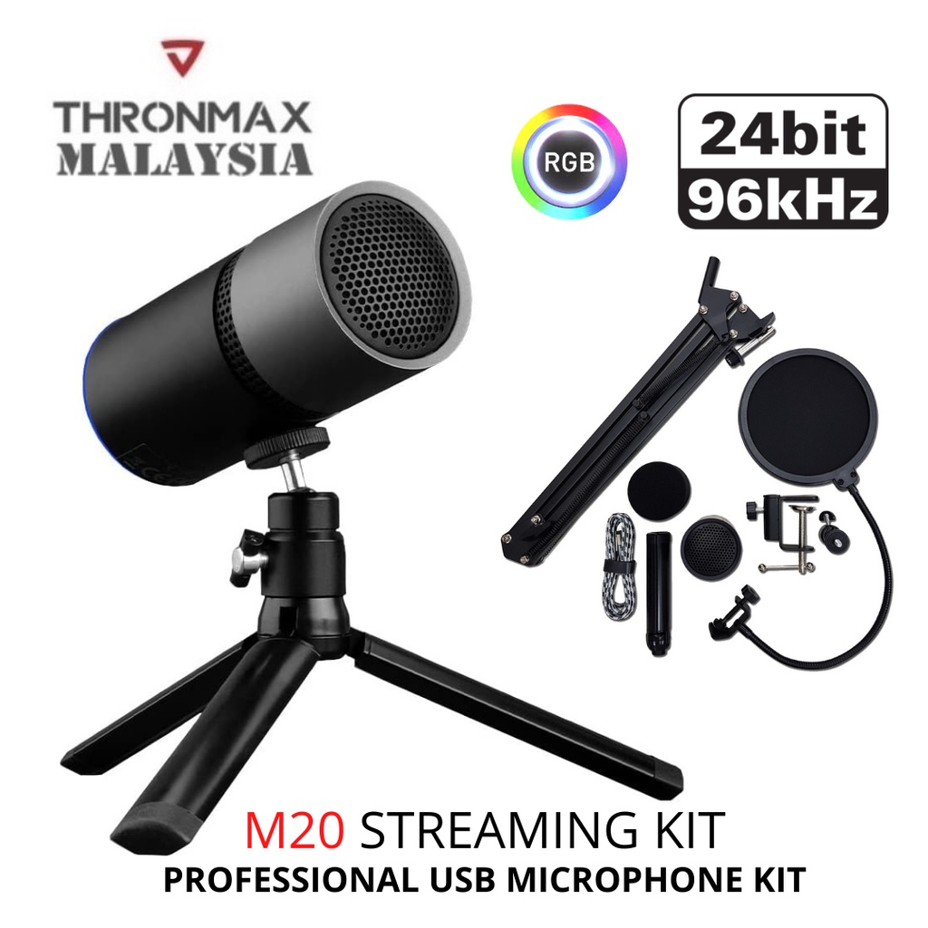 THRONMAX M20 USB Microphone Kit 96KHZ/24BIT Plug & Play Podcast ...