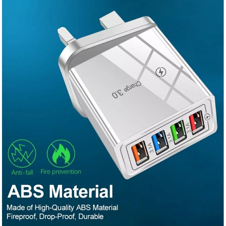 4 Ports USB Charger for Mobile Phone 4USB Wall Charging Adapter with ...