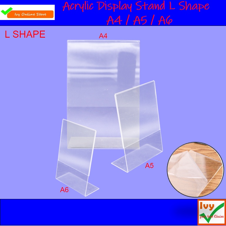Ready Stock Acrylic L Shape A4 / A5 / A6 Stand Display Stand | Shopee ...