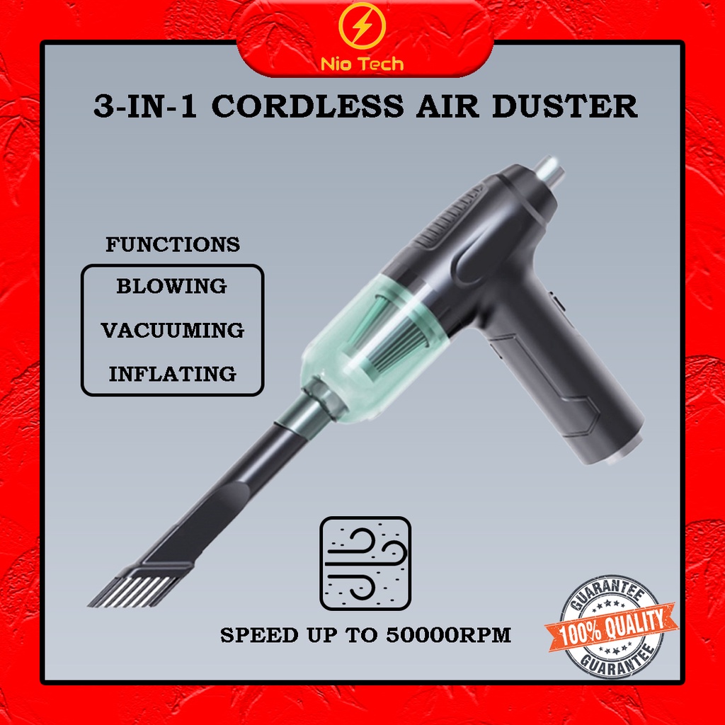 NioTech 3 in 1 Cordless Vacuum Cleaner Air Blower Air Pump Inflator ...