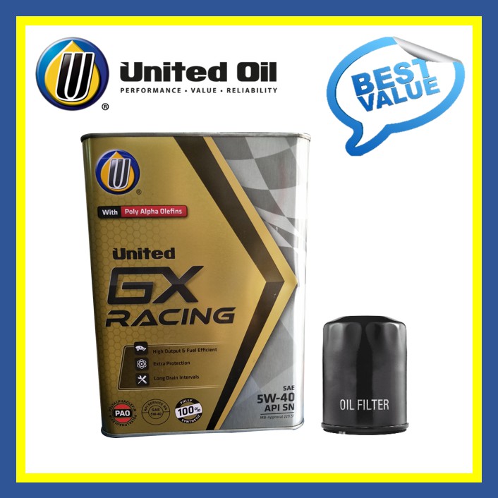 United GX Racing 5W-40 Fully Synthetic Engine Oil (Value Pack) | Shopee ...
