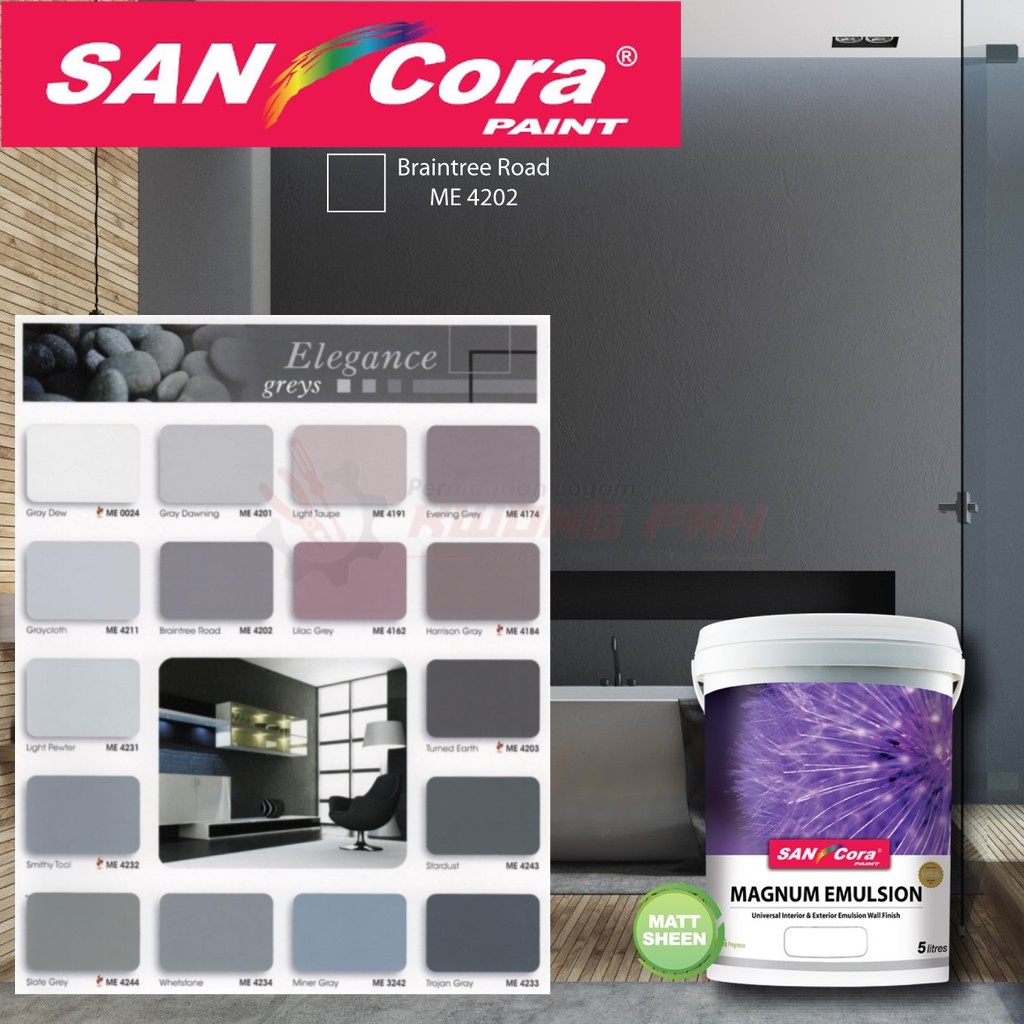 (1 Liter) SANcora Paints Interior & Exterior Magnum Emulsion (Grey ...