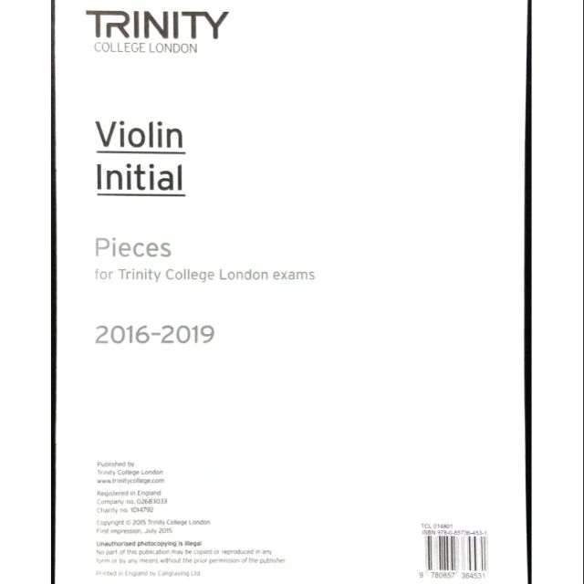 Trinity VIOLIN Exam Pieces 2016-2019 Initial (Violin Part) | Shopee Malaysia