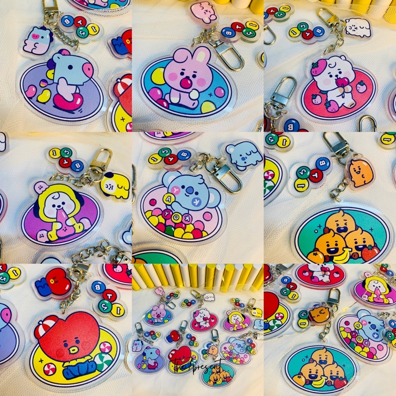 BTS BT21 Cute Keychain Tata, RJ, Chimmy, Cooky, Mang, Shooky, Koya KPOP ...