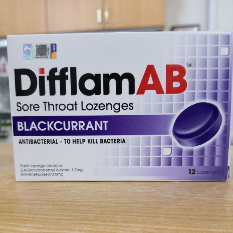 [EXP 10/2024] DIFFLAM AB BLACKCURRANT SORE THROAT LOZENGES 12'S ...