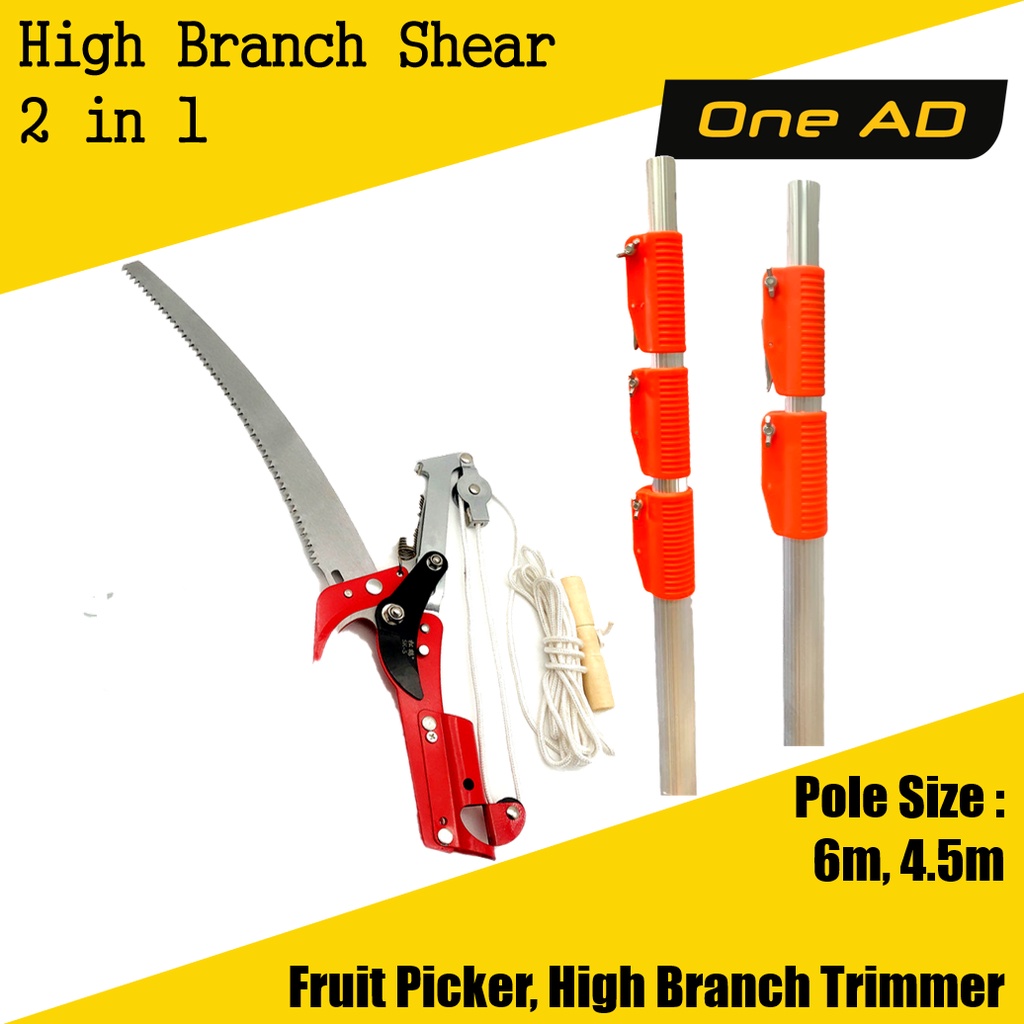 4.5m/6.0m Telescopic High Branch Shears Saw 2 in1 Tree Cutter Pruner ...