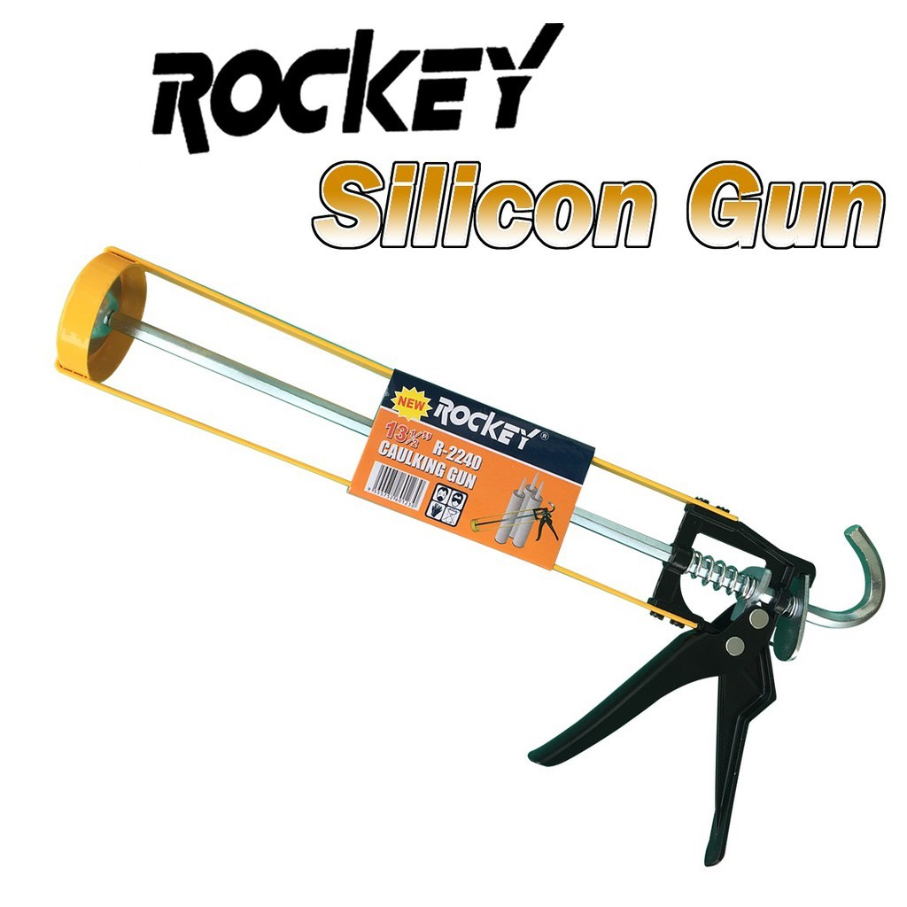 ROCKEY YELLOW SILICON GUN M/D 13 1/2" SILICONE GUN HEAVY DUTY CAULKING ...