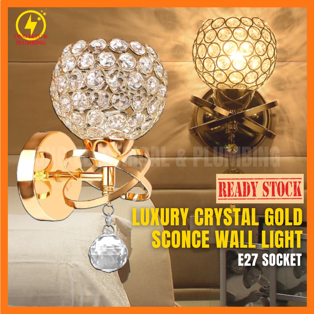 Modern Indoor Crystal Wall Light Gold Sconce Wall Light Lampu Hiasan ...