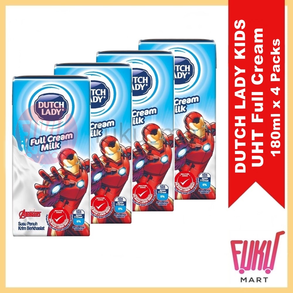 (Ready Stock) Dutch Lady Kids UHT Milk Marvel Pack Full Cream 180ml x 4 ...
