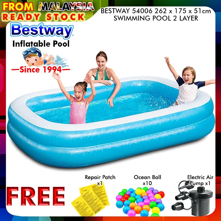 Bestway 15530 2.62M Extra Large Inflatable Swimming Pool 2 Layers ...