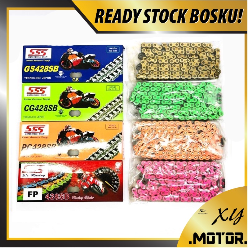 SSS 428 RACING CHAIN(GOLD/PINK/GREEN/ORANGE) RANTAI COLOR SSS | Shopee ...