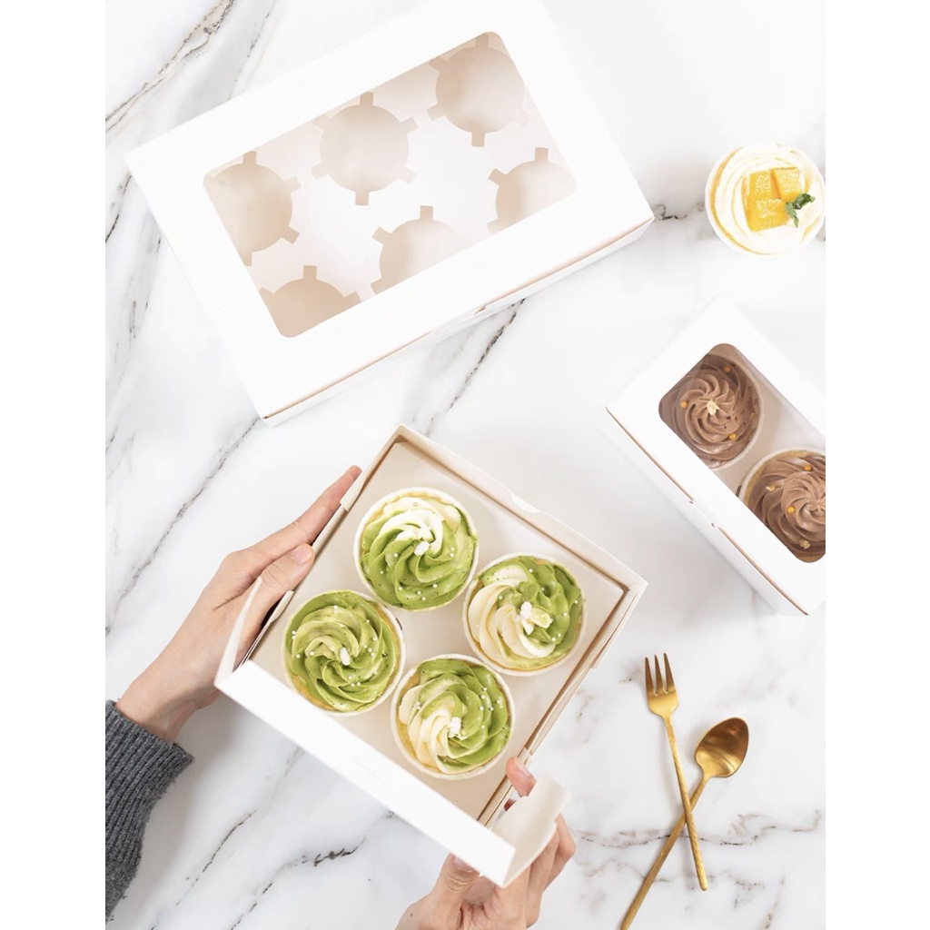 2/4/6 Holes Cavity Cupcake Box Muffin Box Mini Tart Box Donut Box ...