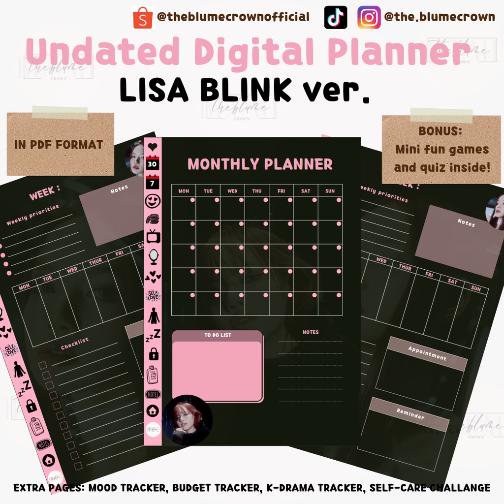 BLACKPINK LISA UNDATED DIGITAL PLANNER | Shopee Malaysia