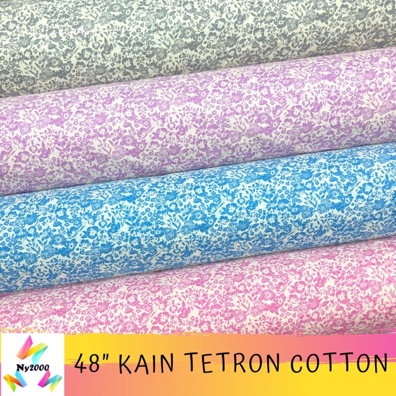 Kain Tetron Cotton TC (Cotton + Polyester) Corak Bunga Abstrak (Bidang ...