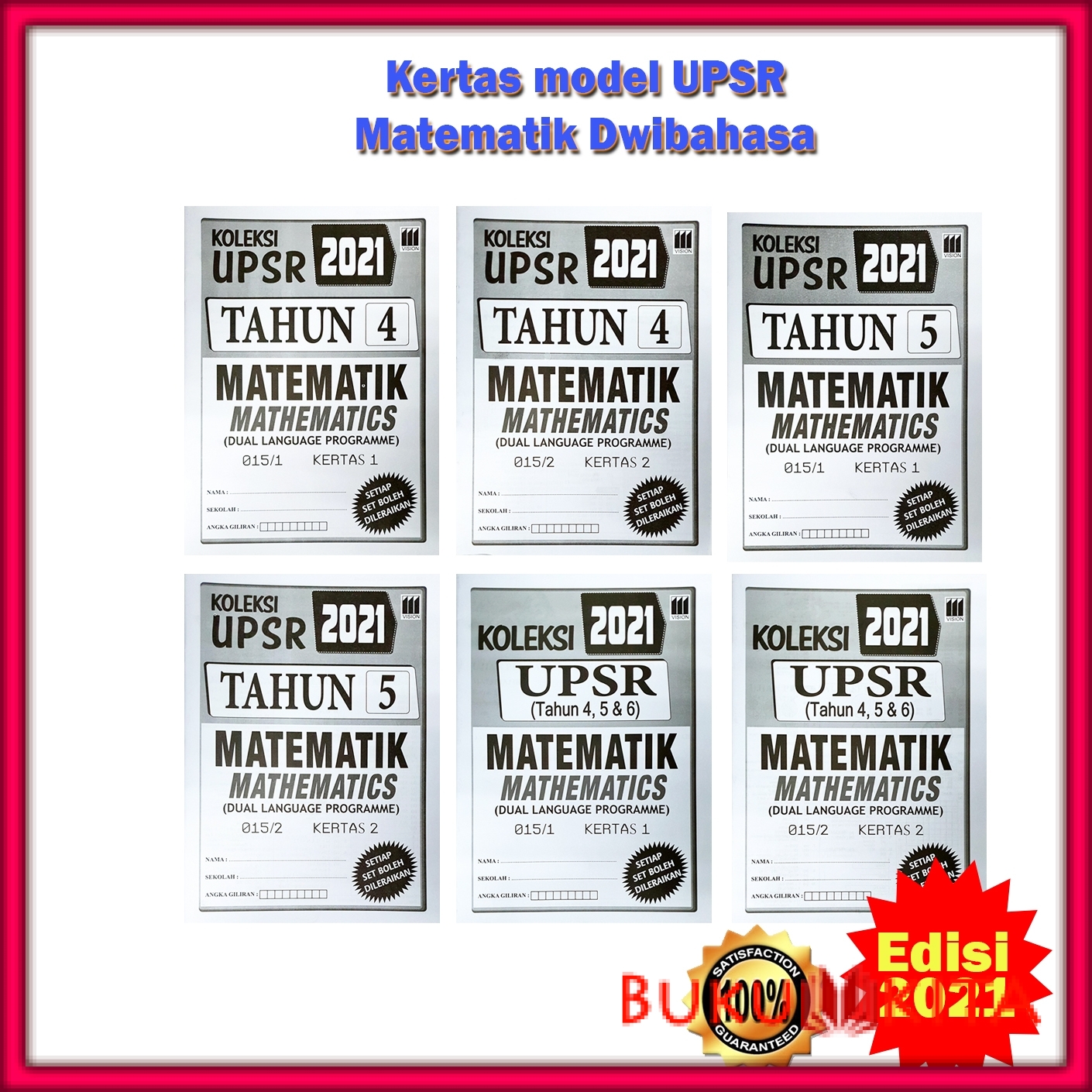 Buku Latihan: Kertas Model Koleksi 2021 UPSR - Matematik Dwibahasa | BeeCost