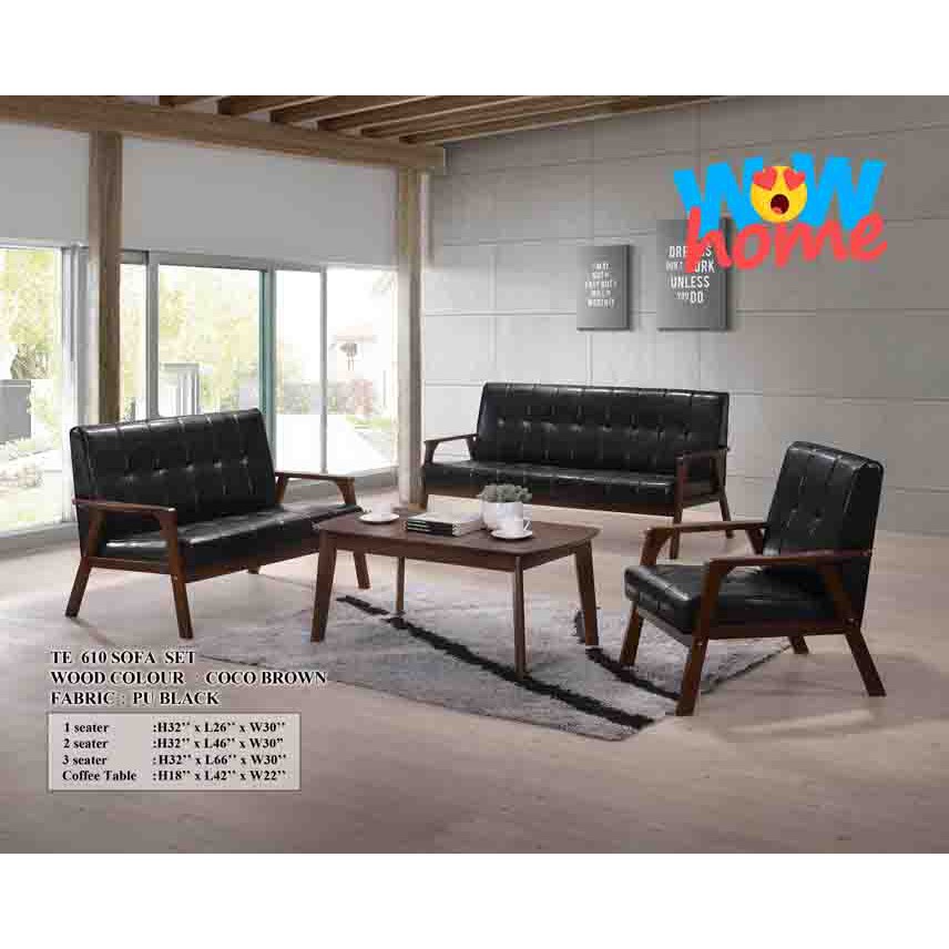 Modern PU Leather Sofa Set with FREE 1 Coffee Table (1+2+3 Seater ...