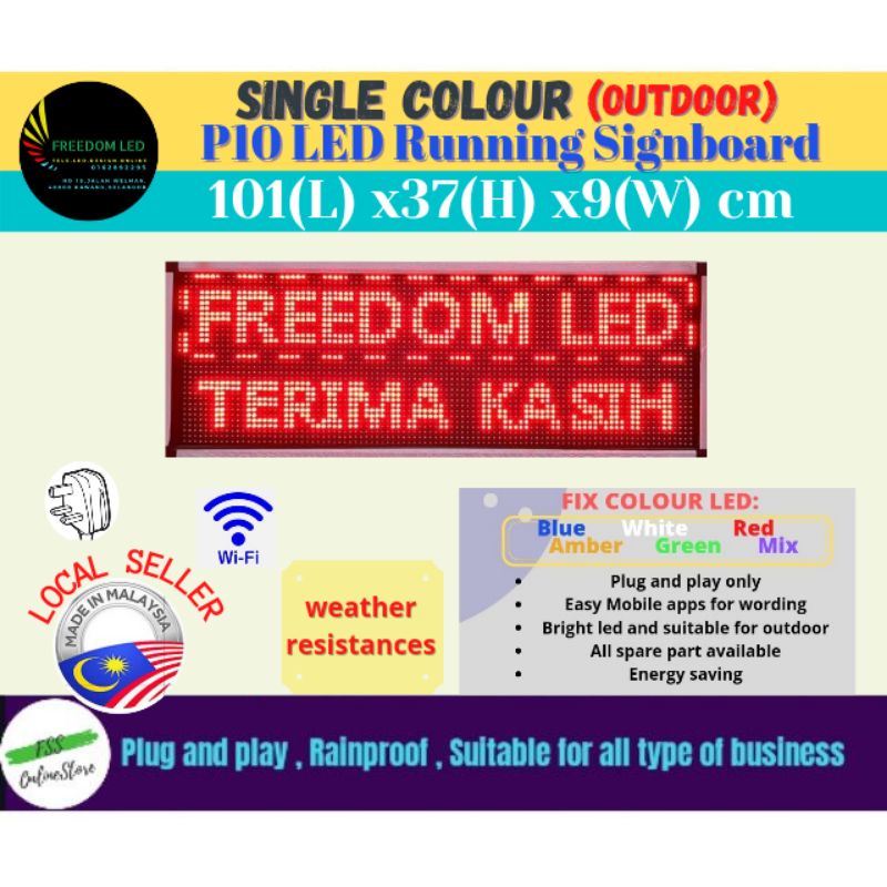 Led Display Signboard/Running Board P10 (OUTDOOR) [101(L) CM x 37(H) CM ...