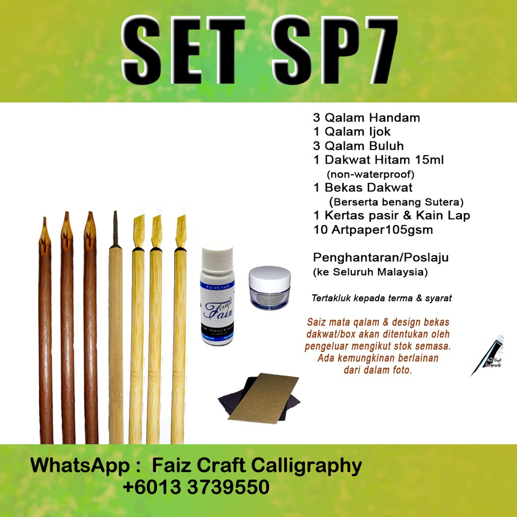 SET 7 ALAT TULIS KHAT, JAWI, PEN TRADISIONAL KALIGRAFI KHAT | Shopee ...