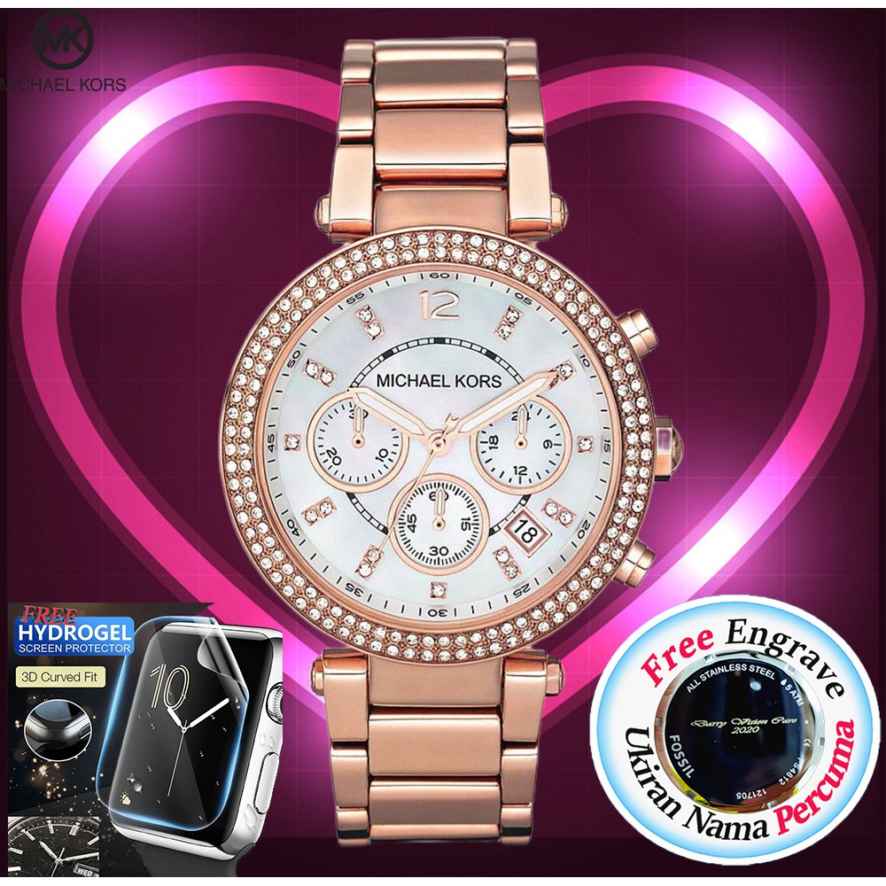 [FREE ENGRAVE] MICHAEL KORS Chrono Parker Rose Gold Ladies Watch MK5491 ...