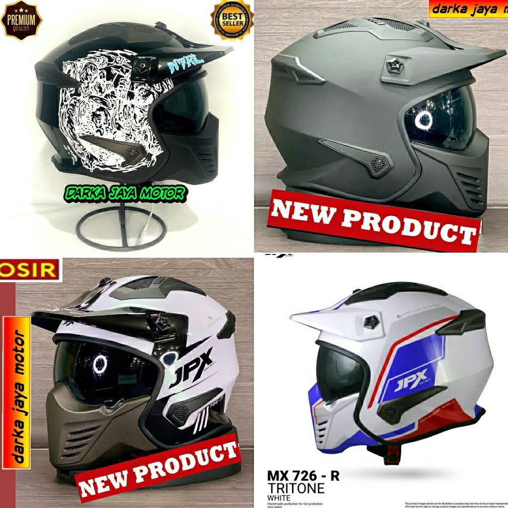 Helmet JPX MX 726- R MX 01 MODULAR RANS WHITE BLACK DOF/JPX MX 726-R ...