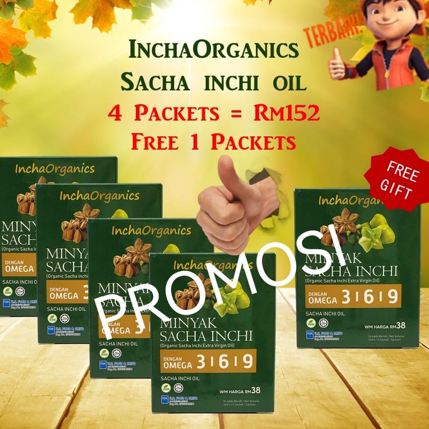 Sacha Inchi Oil incha organic Minyak Sacha Inchi (5ml x 15 Sachet ...