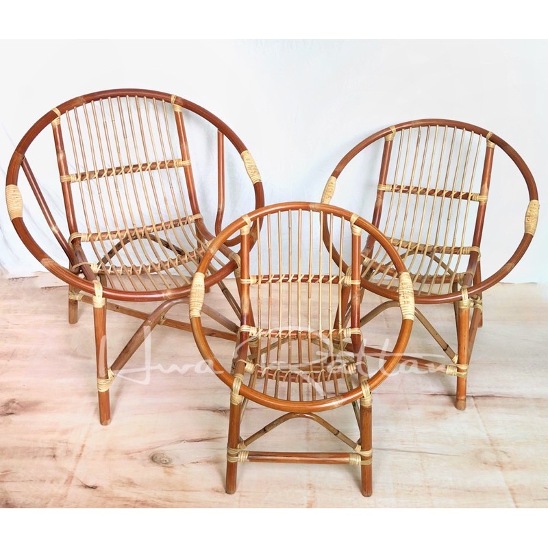 Rattan round chair / Kerusi rotan sandar bulat / Chilling chair garden ...