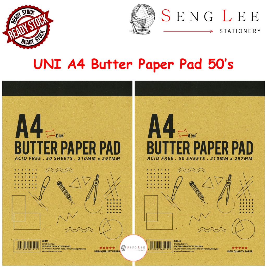 UNI A4 Butter Paper Pad 50 Sheets / Kertas Butter 210mm x 297mm ...