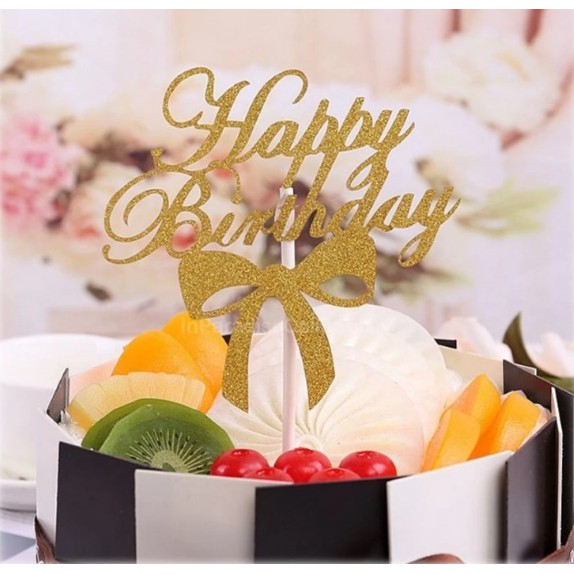 A 034 Happy Birthday Ribbon Cake Topper/Decoration (1 PC) | Shopee Malaysia