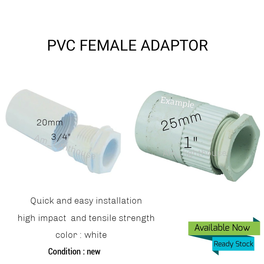 PVC FEMALE ADAPTOR 20mm (3/4") OR 25mm (1" ) | Shopee Malaysia