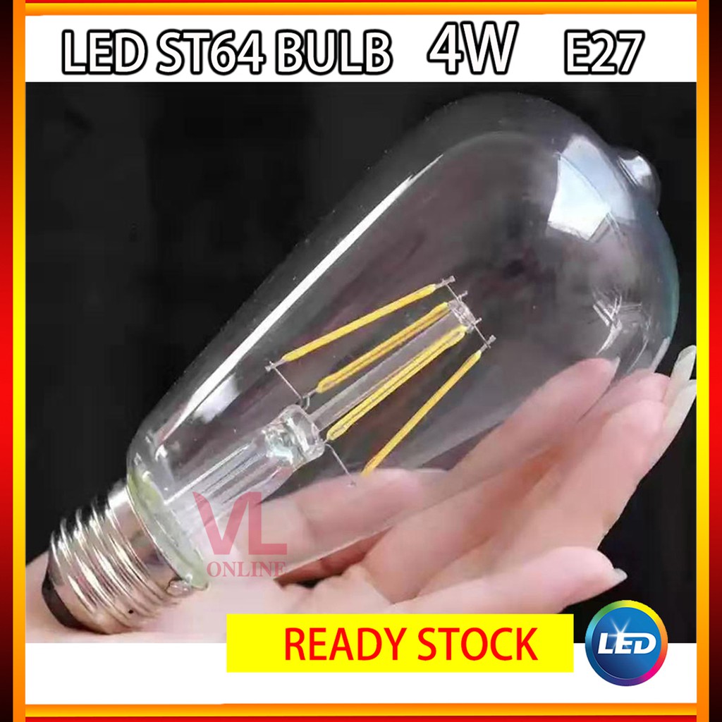 LED EDISON FILAMENT BULB ST64 E27 | Shopee Malaysia