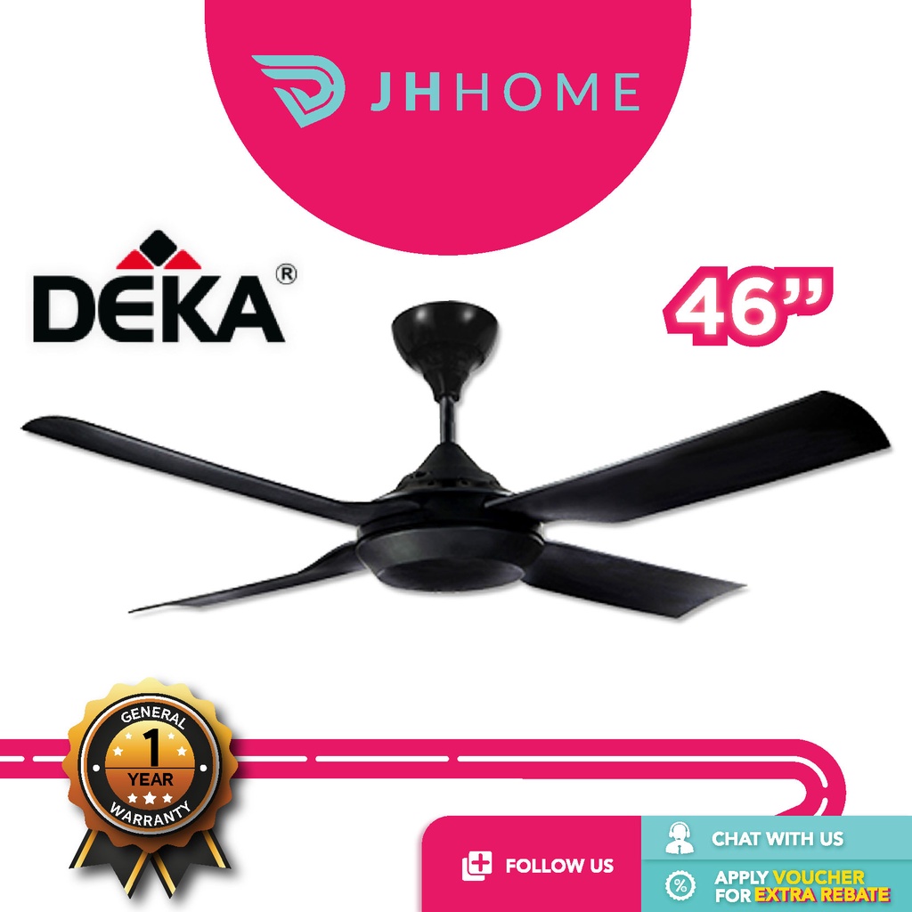 Deka Dcx 4 Blades Dc Motor Black Ceiling Fan With Remote Control (52 ...