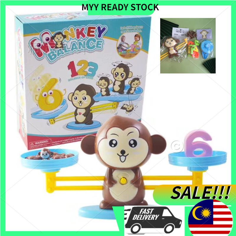 Ready Stock Toy Kids Math Game Board Monkey Puppy Balancing Scale ...