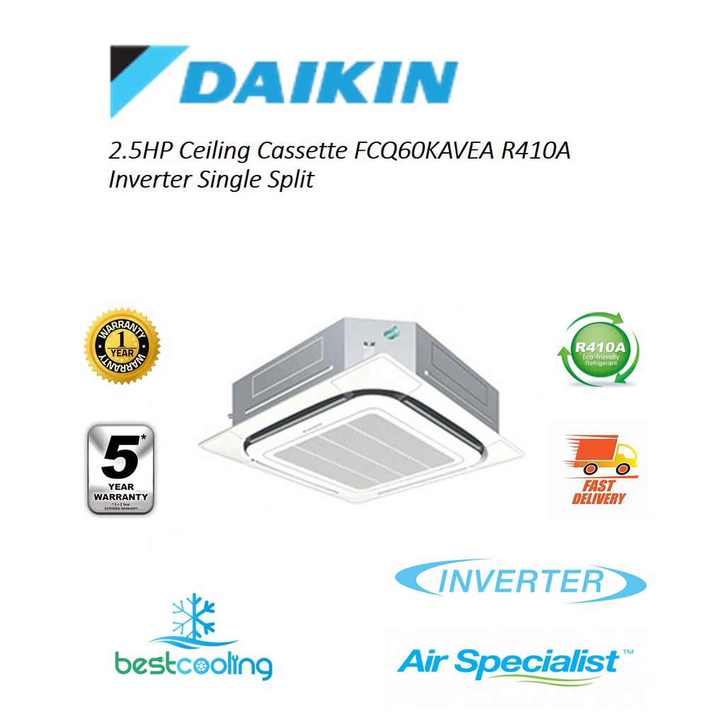 Daikin 2.5hp ceiling cassette type r410a inverter single split | BeeCost