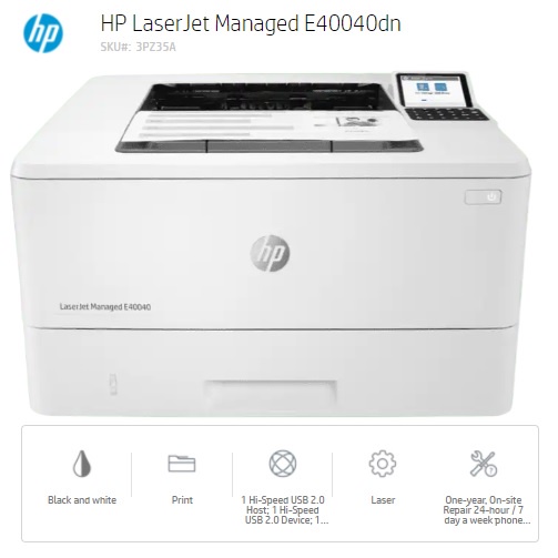 HP LaserJet Managed E40040dn (SKU: 3PZ35A) | Shopee Malaysia