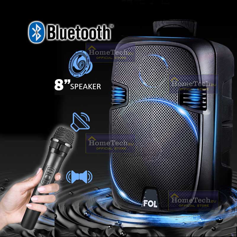 Portable Speaker 8 Inch Outdoor Wireless Bluetooth Speaker with Mic USB ...