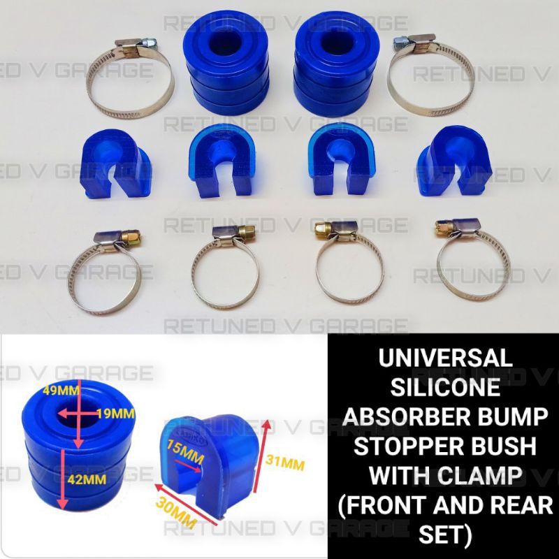 UNIVERSAL SILICONE ABSORBER BUMP STOPPER BUSH WITH CLAMP (FRONT AND ...