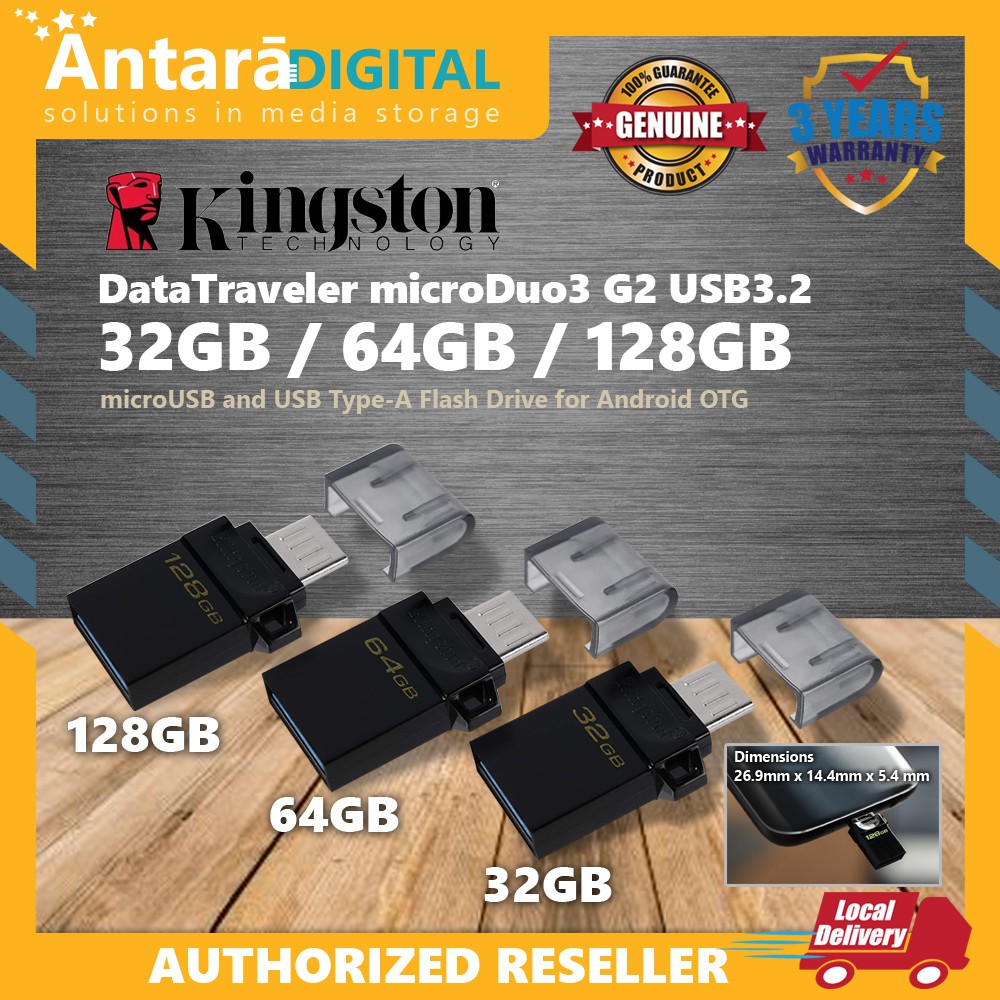 Kingston DT MicroDuo3 Gen2 OTG micro USB Flash Drive(USB3.2 gen1) (32GB ...