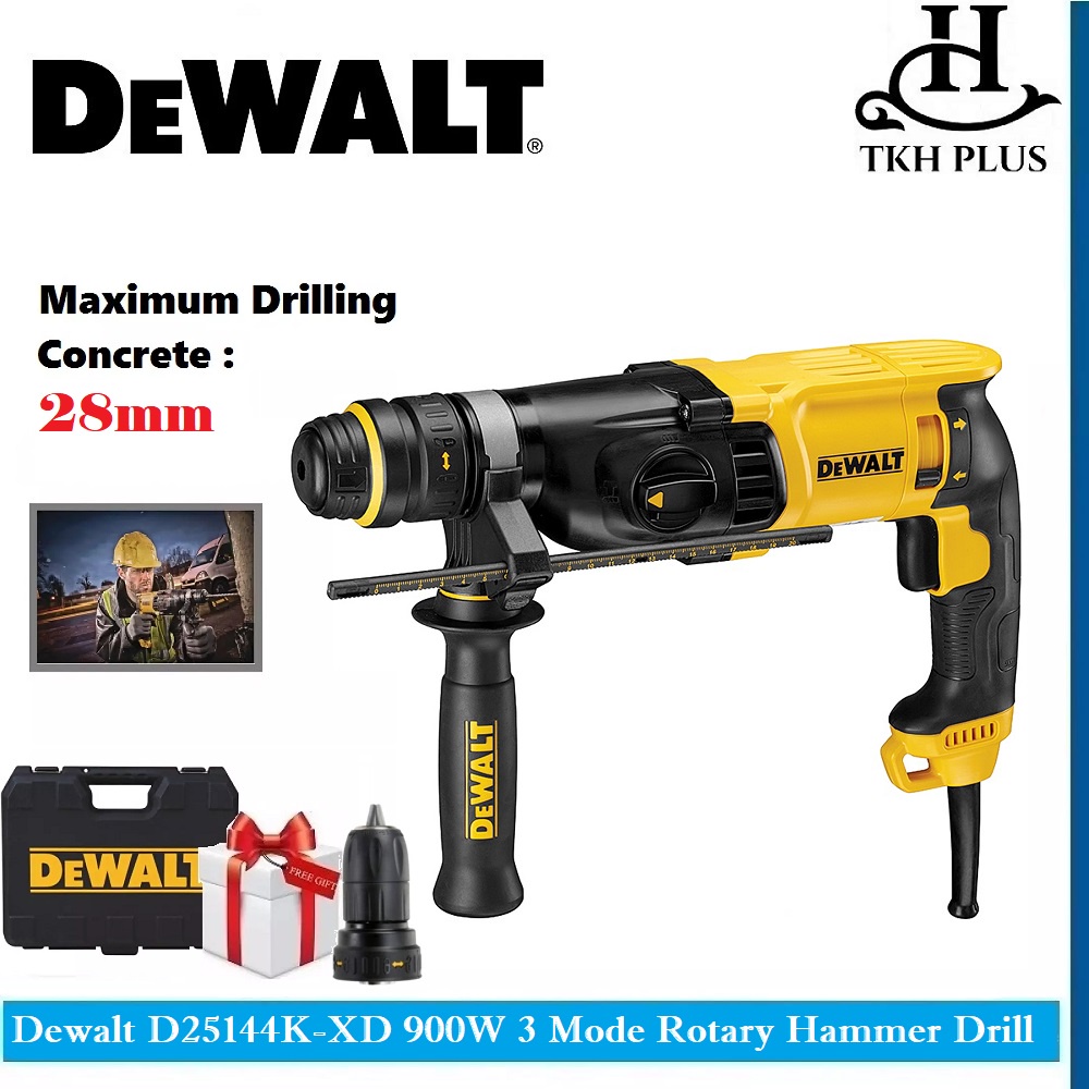 DeWALT D25144K-XD 900W 2kg 28mm 3 Mode Rotary Hammer Drill With Quick ...