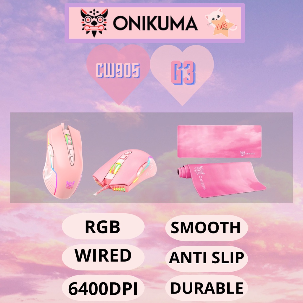 Onikuma Cw905 Pink Rgb Gaming Mouse Wired Usb Optical Computer Mice G3