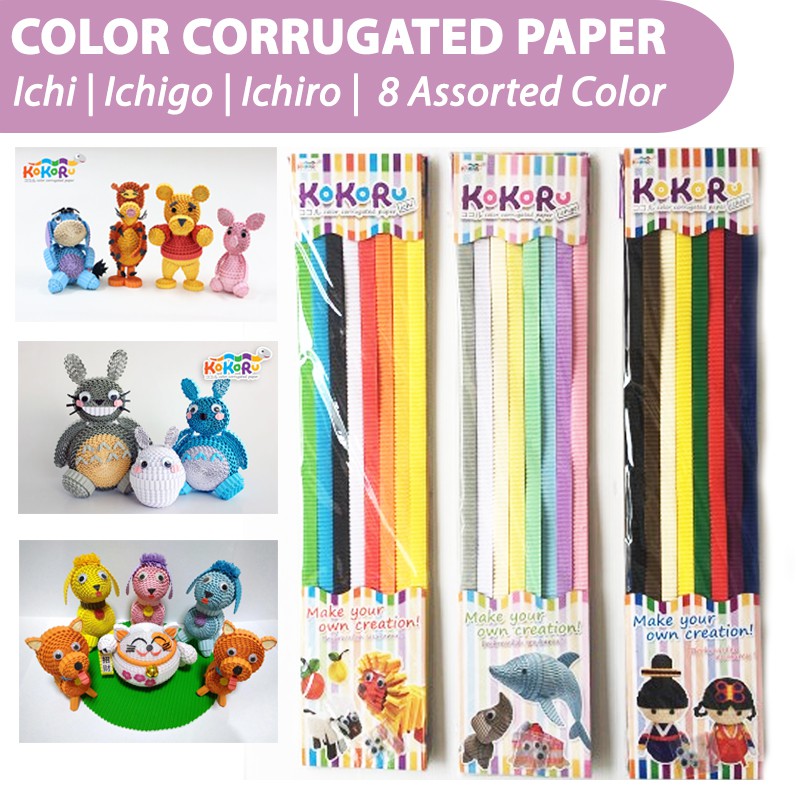 KOKORU Color Corrugated Paper 8 Assorted Colors ( ICHI/ICHIGO/ICHIRO ...