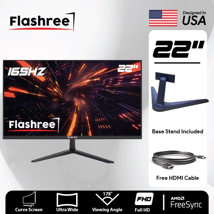 Monitor 22 Inch Curved Gaming Monitor 22" Full HD LED 75Hz AMD FreeSync ...