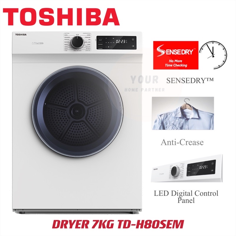 Toshiba Tumble Dryer 7KG TD-H80SEM | Shopee Malaysia