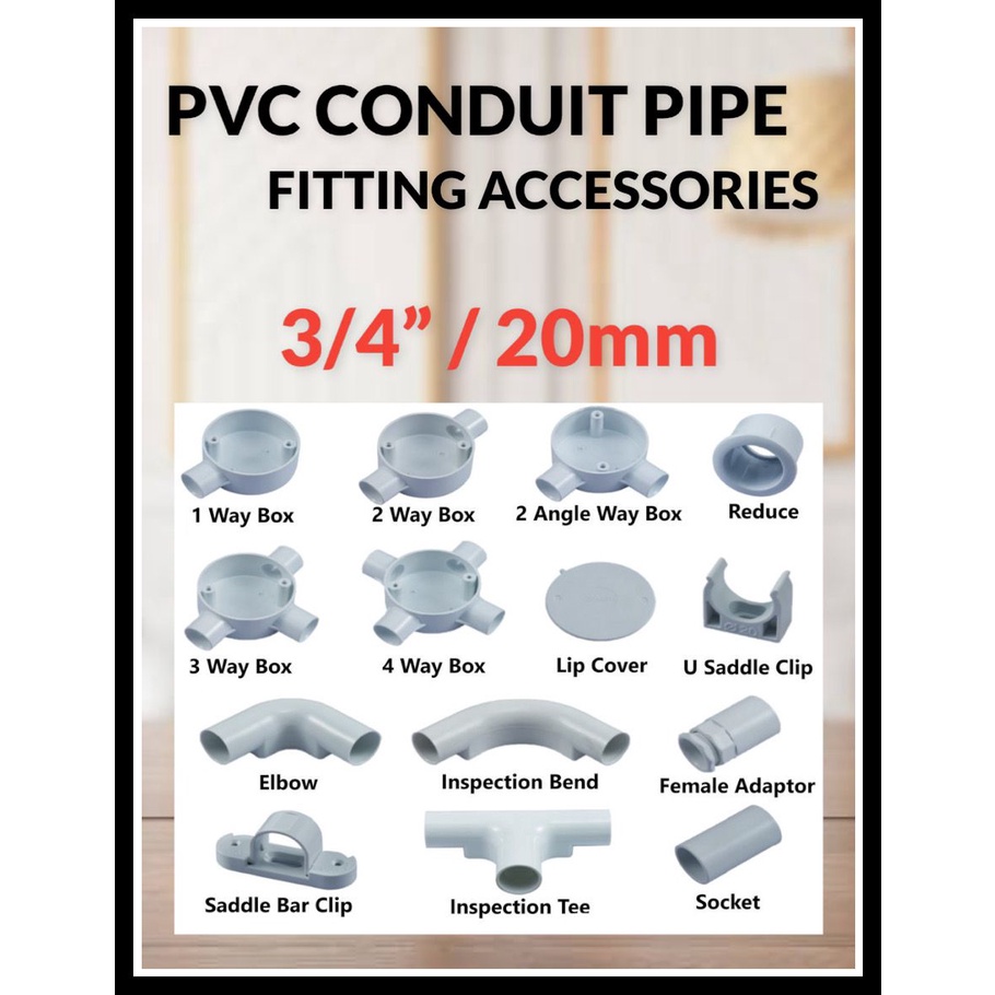 WIRING PVC ACCESSORIES 3/4" (19/20MM) 1" (25MM) WIRING PVC CONDUIT ...