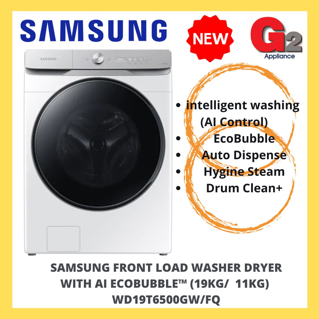 Samsung front load washer dryer with ai ecobubble™ wd19t6500gw/fq | BeeCost