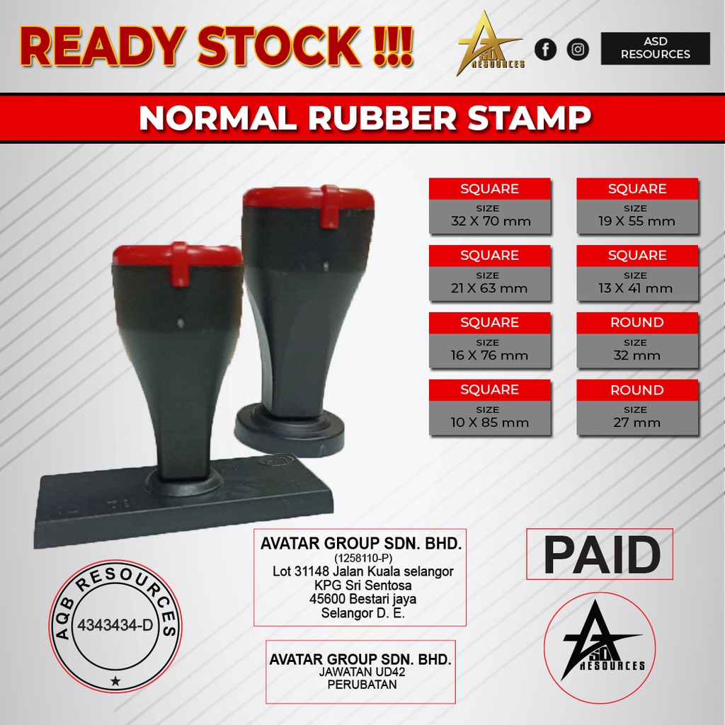 Rubber Stamp Normal / Cop Getah Biasa *SAME DAY DELIVERY* (READY STOCK ...
