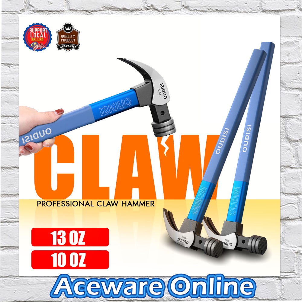 OUDISI heavy duty 30MM claw hammer Fiberglass hammer handle carpenter ...