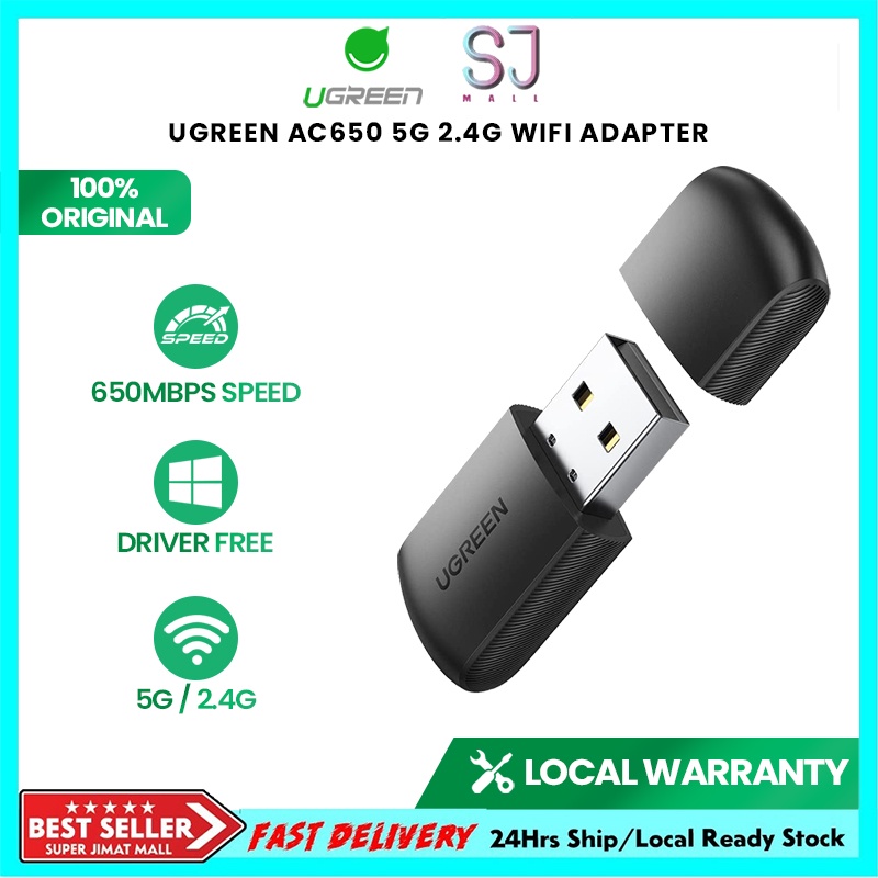 UGREEN AC650 USB WiFi Adapter PC 5G 2.4G Receiver Dongle Mini Wireless ...